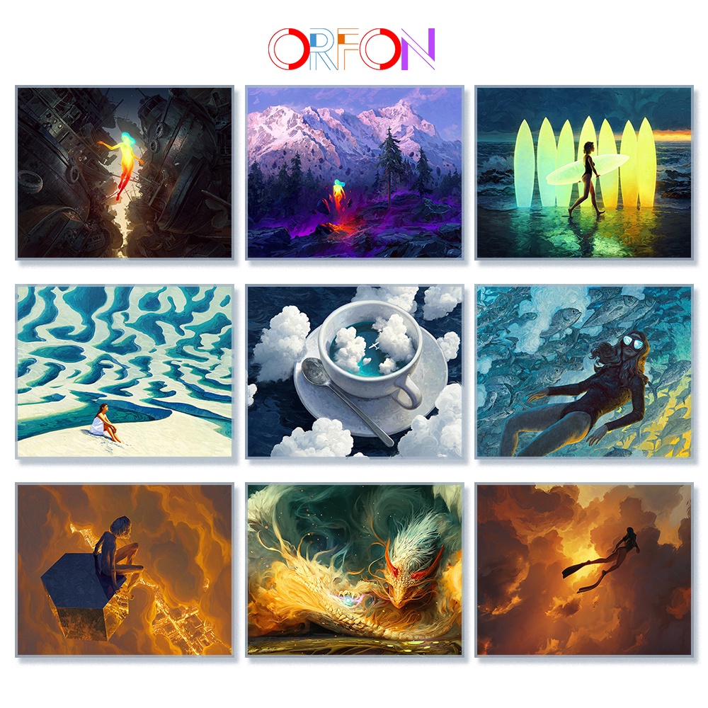 【ORFON】Paint by numbers 40*50cm DIY frame manual coloring art ocean about free home ...