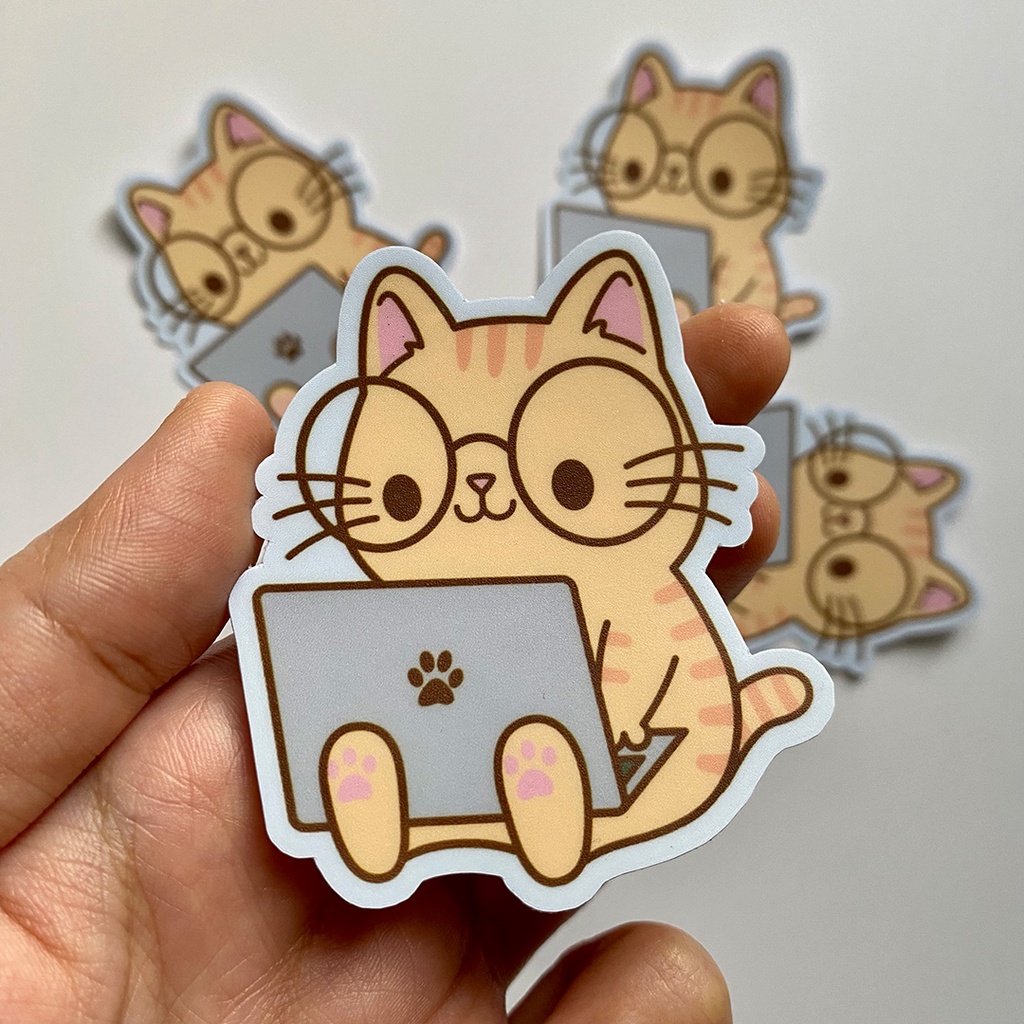 Computer Cat Waterproof Vinyl Sticker | Shopee Philippines