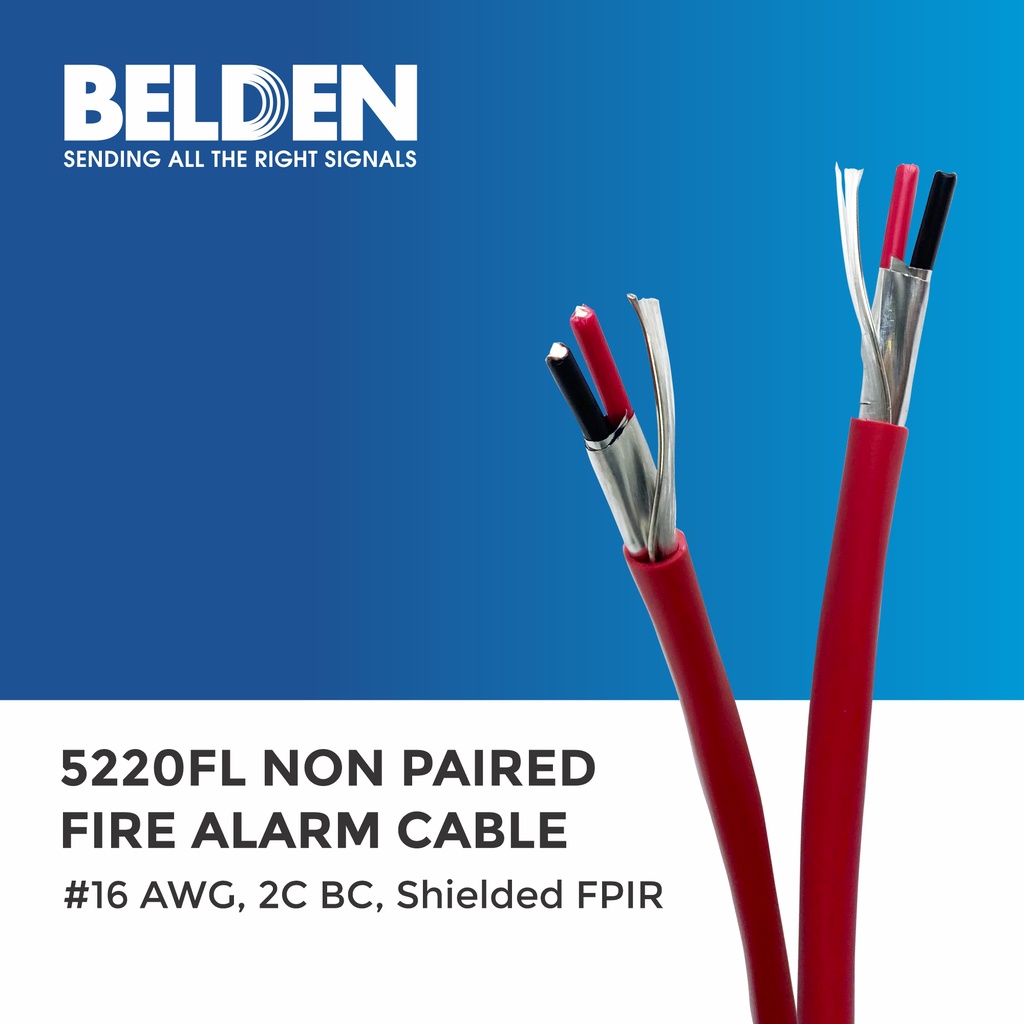 Belden | Fire Alarm Cables | 5220FL | Riser-FPLR 2-16AWG (1 Roll) 305M ...