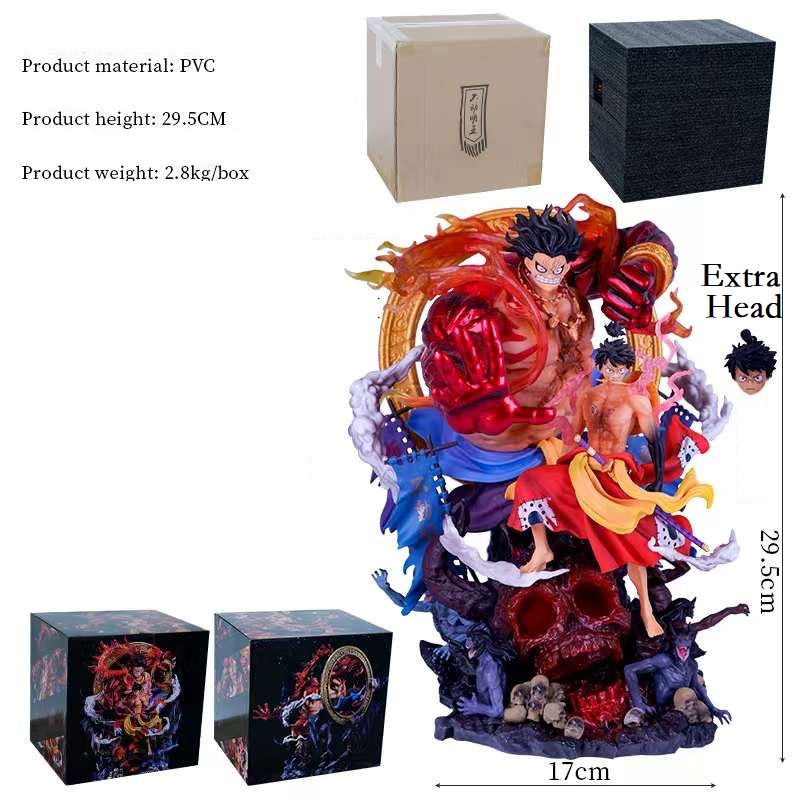 One Piece Luffy GK Monkey D. Luffy Gear 4 Luffy Skull Stand Extra Head ...