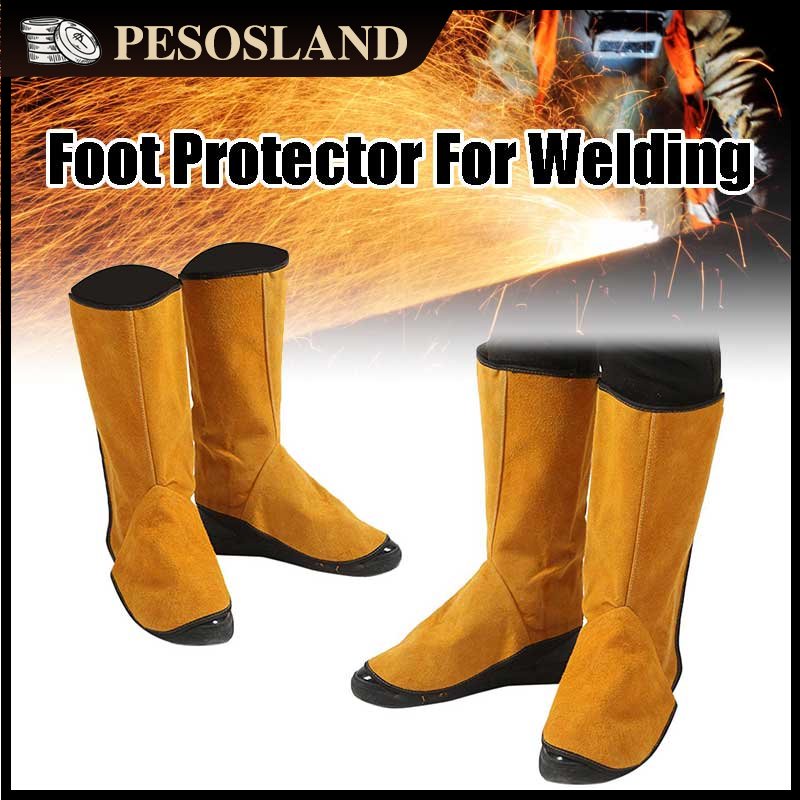 Cowhide Welding Boot Cover Welding Protective Shoes Cover Flame ...