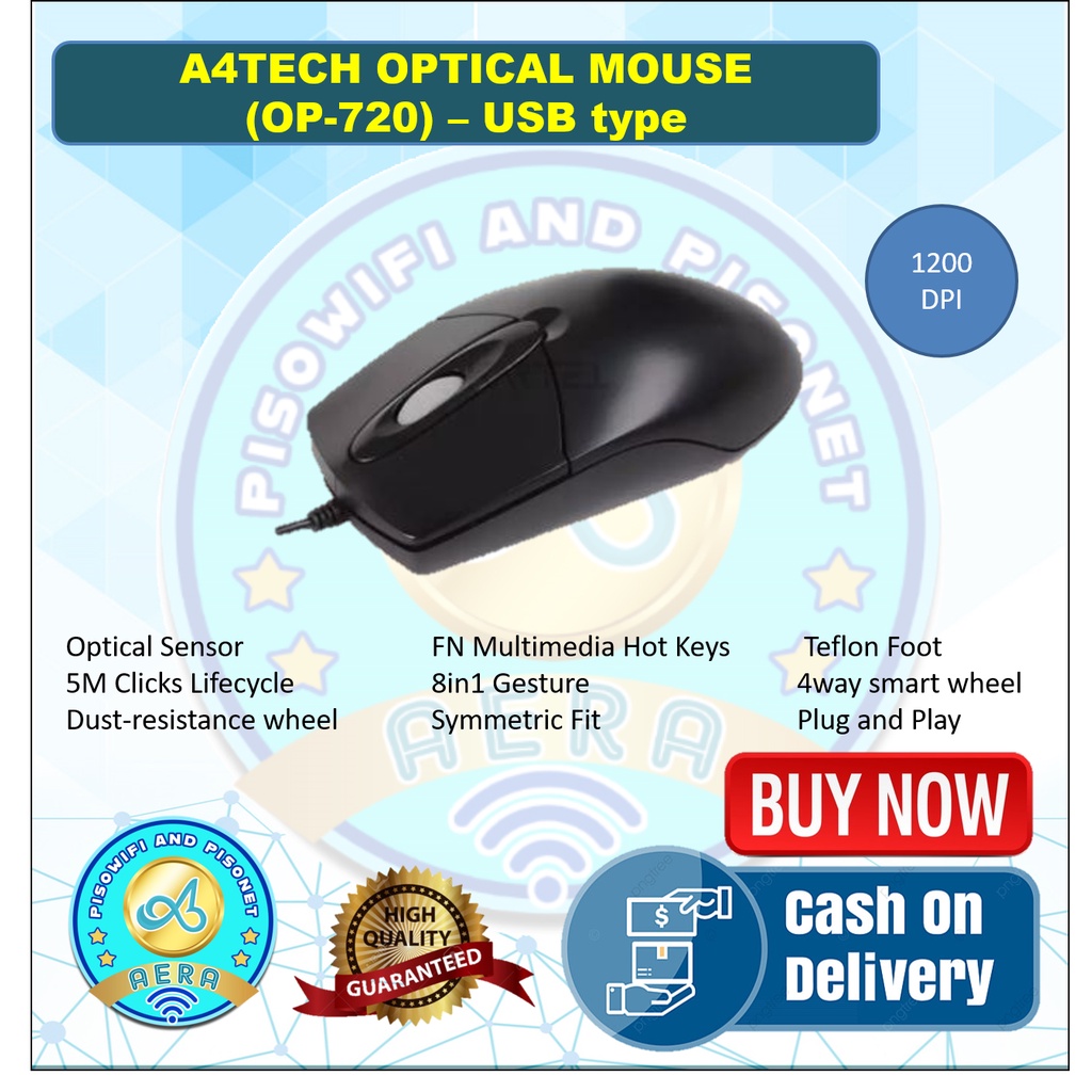 A4TECH OPTICAL MOUSE (OP-720) – USB type | Shopee Philippines