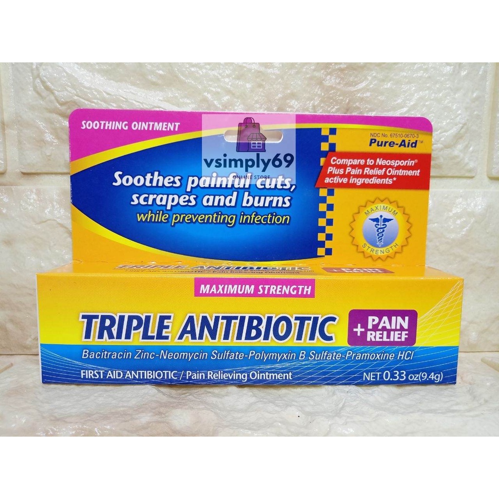Pure-Aid Triple Antibiotic plus Pain Relief ( 9.4 g ) | Shopee Philippines