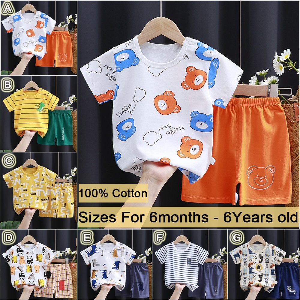 2Pcs Baby Boy Shirts Kids Set Baju Budak Murah Bayi Set Summer Cartoon ...