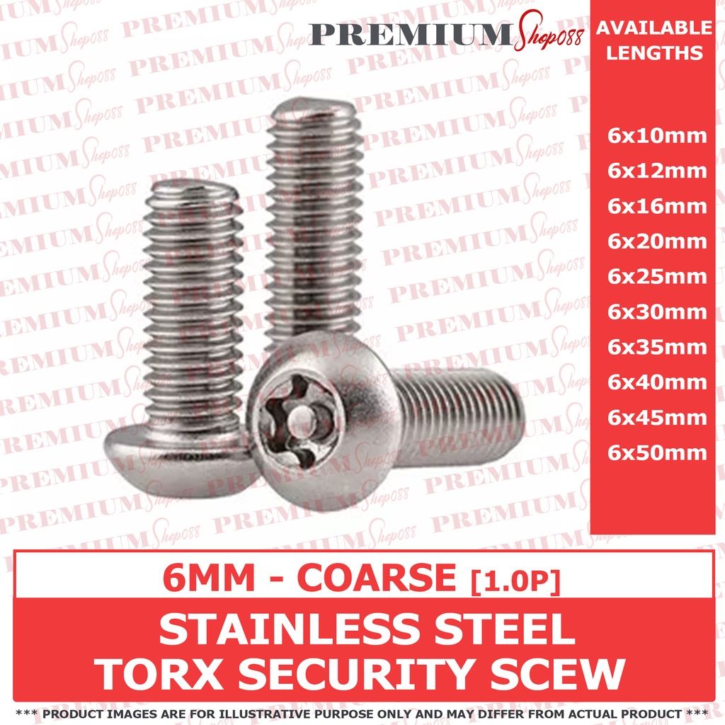 1/5pcs M6 6MM Torx Security Pin Screw Button Head Stainless Steel 304 ...