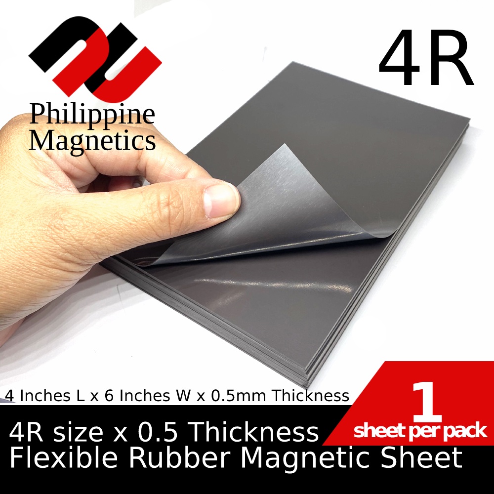 4R size Flexible Magnetic Sheet x 0.50mm Thickness without 3M Adhesive. 4 x 6" Magnetic Rubber ...