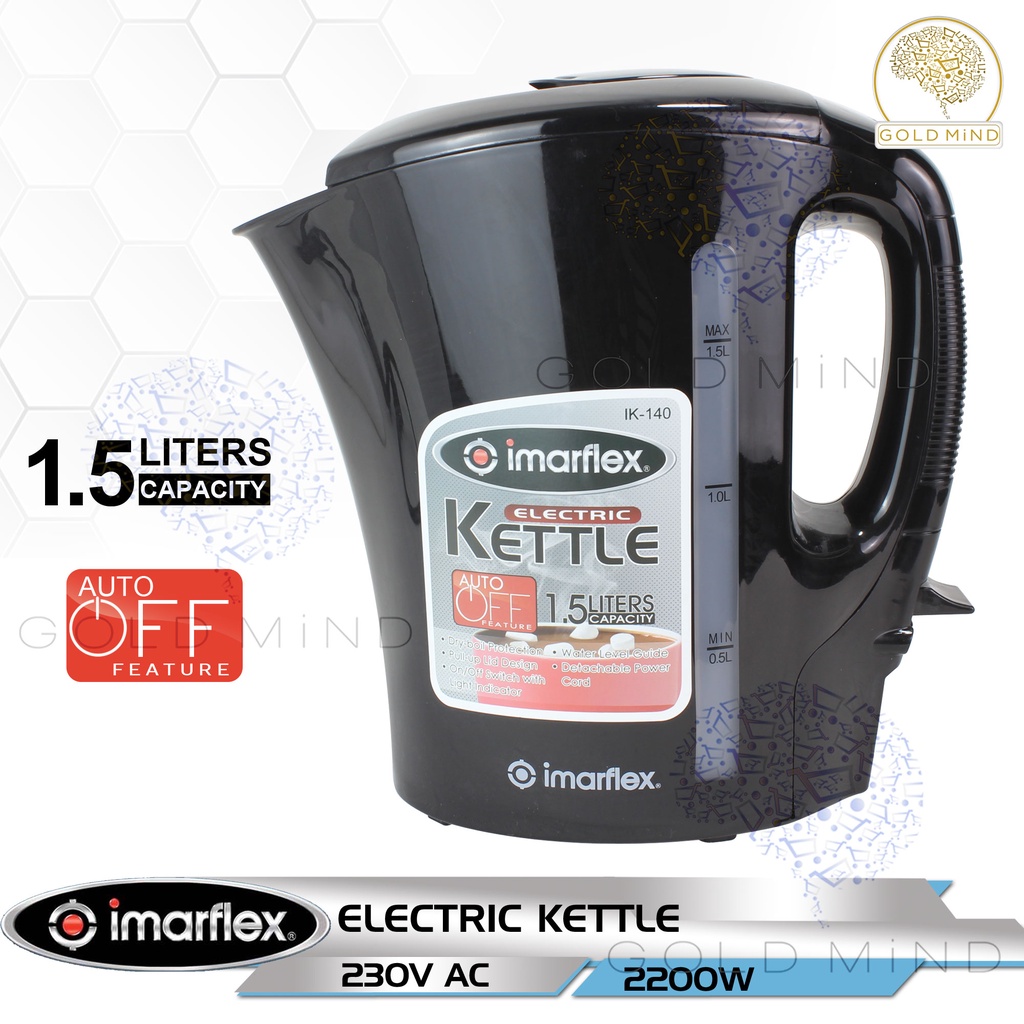 Imarflex Electric Kettle 1.5L Black 230V 2200W | Shopee Philippines