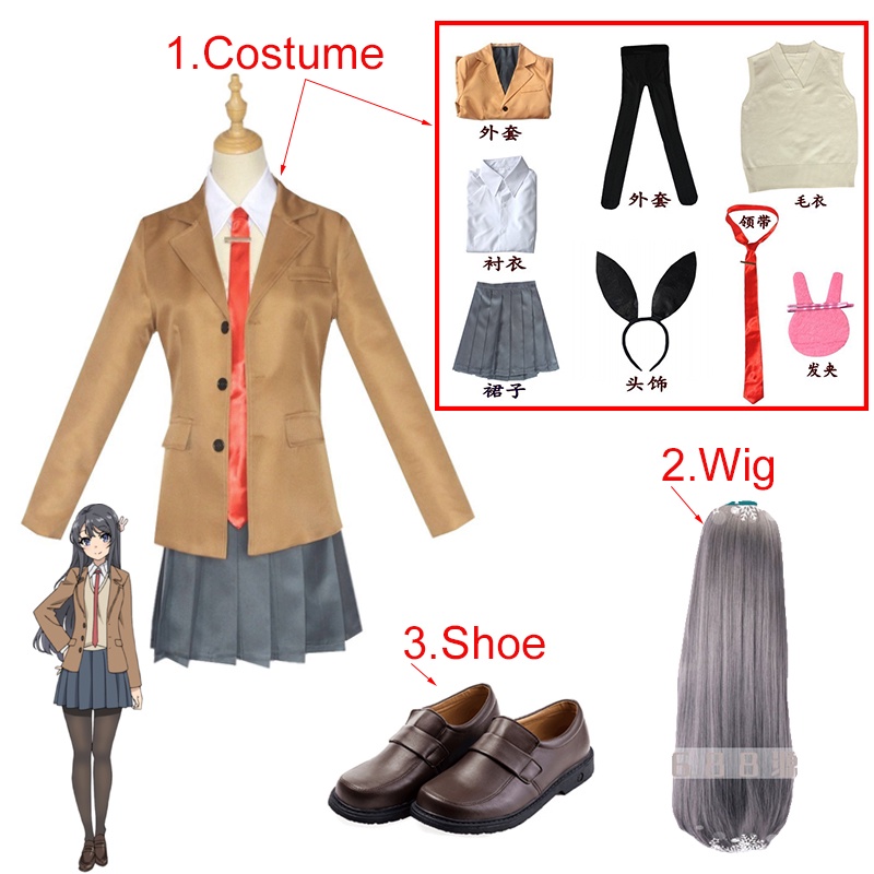 Halloween Anime Bunny Girl Senpai Sakurajima Mai Cosplay Costume High ...