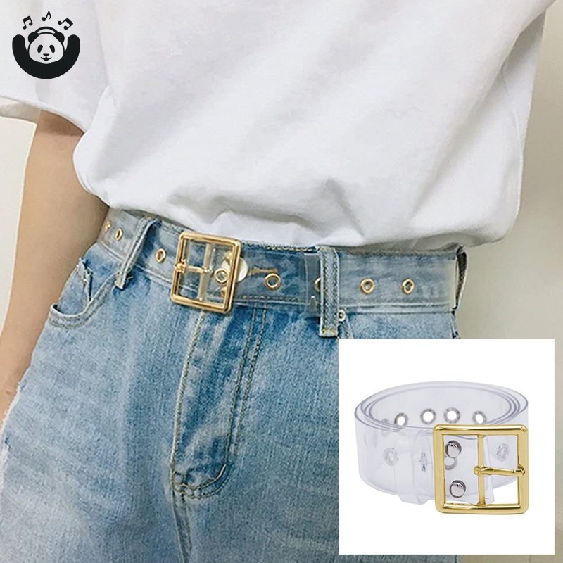 Women Transparent Belt Punk Rivet Pin Buckle Female Resin Plastic PVC ...