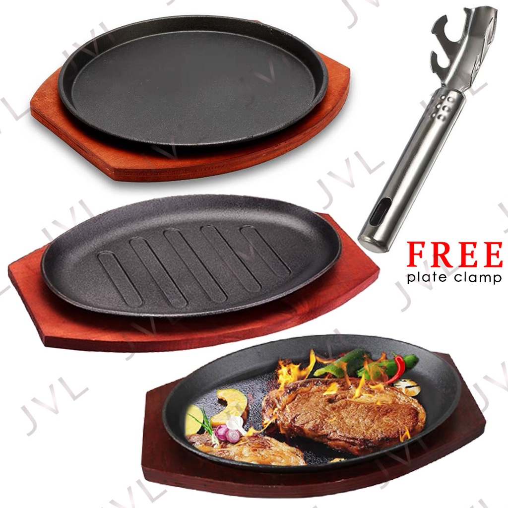 Round/Oval Sizzling Plate Sisig plate Cast Iron sizzling plate With ...