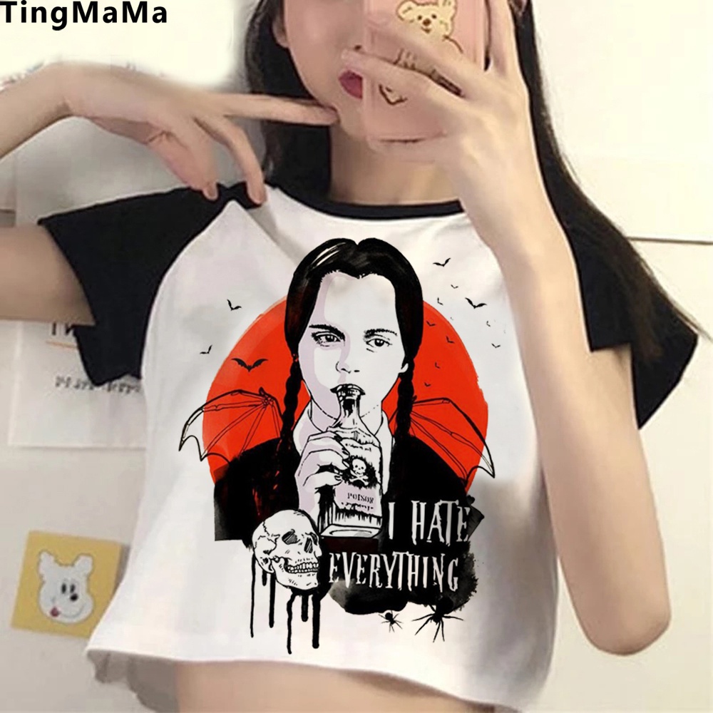 Wednesday Addams gothic fairycore fairy grunge crop top Female cute ...