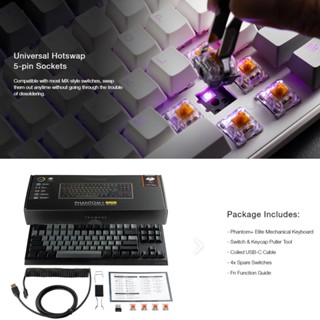 Tecware Phantom+ Elite Wireless 87 Keys RGB 3 Modes Mechanical Keyboard ...