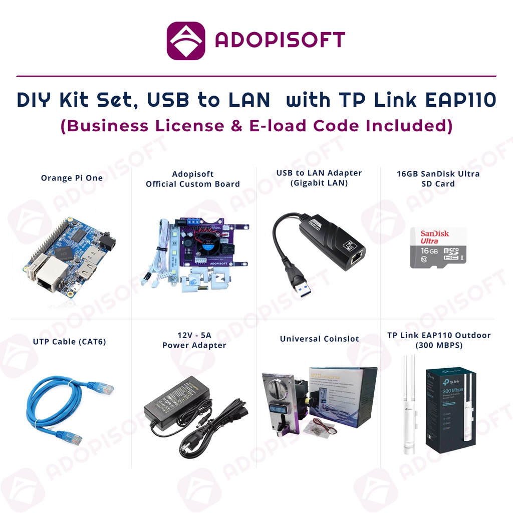 Piso Wifi DIY Kit, USB to LAN w/ TP-Link Eap110 (OPI Board) | Shopee ...