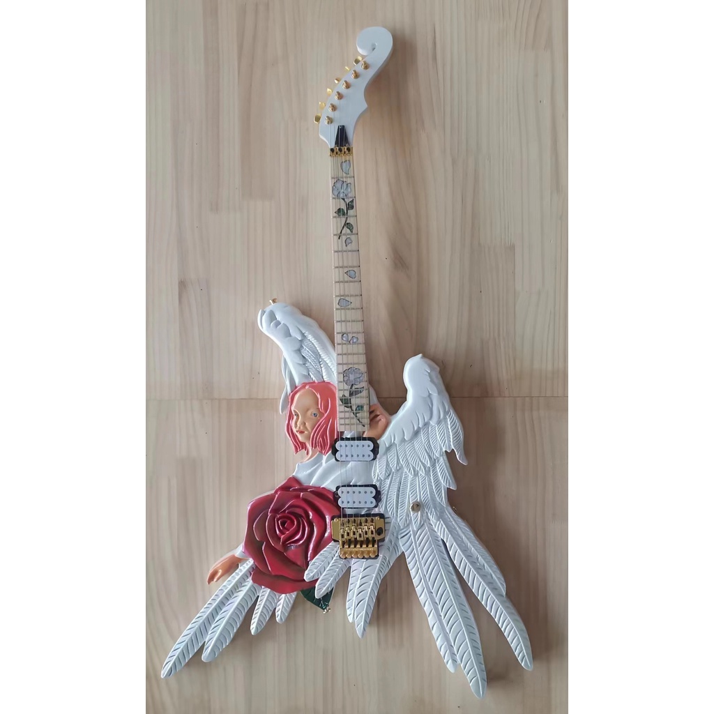 Hand Made Angel Rose Inlay Body Abalone Flower inlay Fretboard Electric ...
