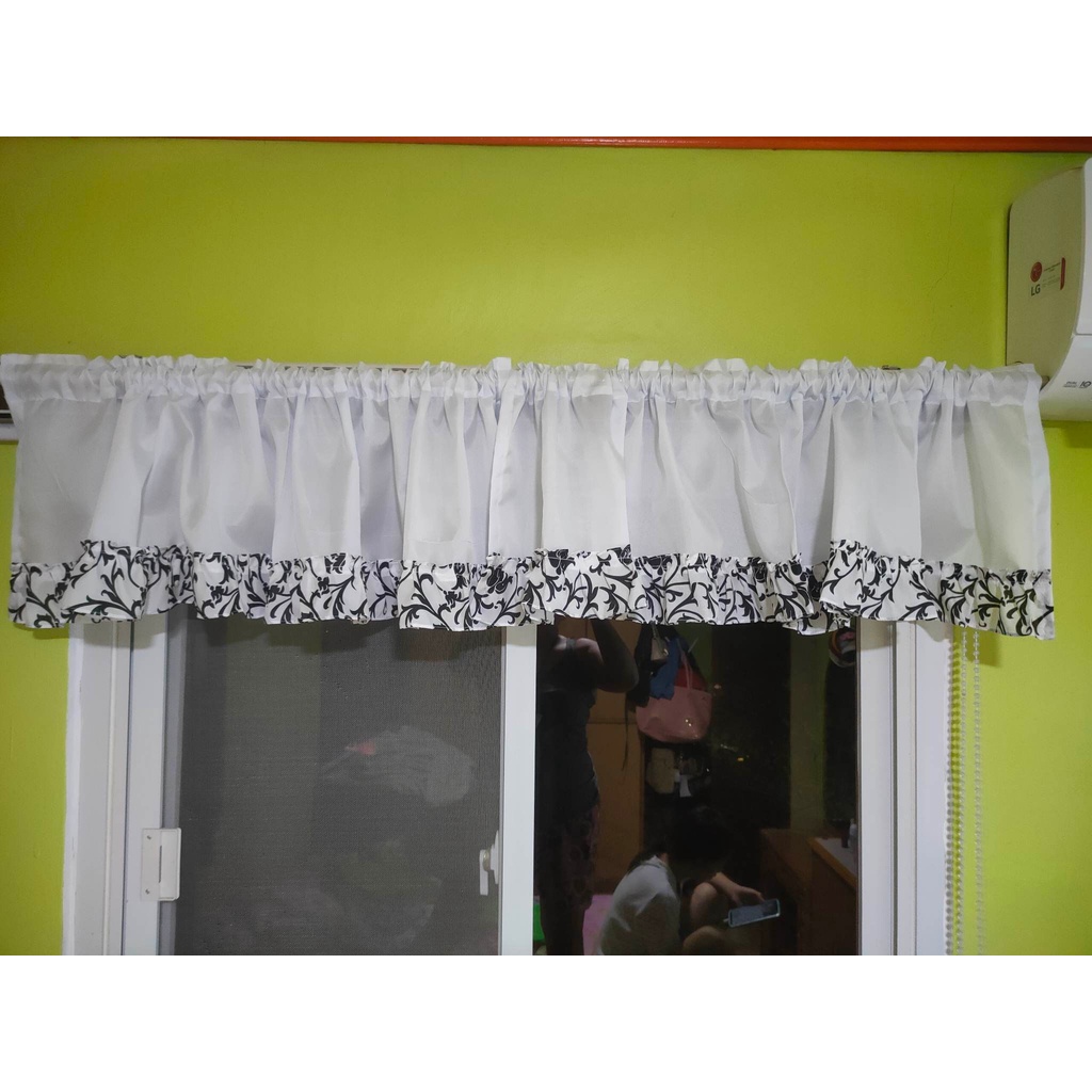 Plain Geena with printed Raffles Valancer Curtain 60x15 inches | Shopee ...