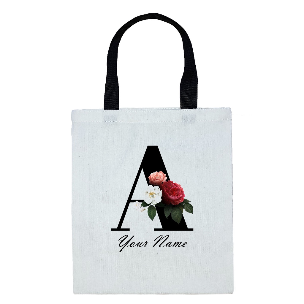 CUSTOMIZED CANVAS TOTE BAG NAME INITIALS #1 | Shopee Philippines