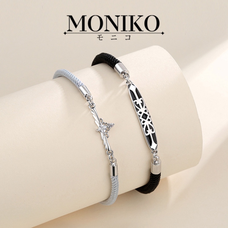 MONIKO Original Design Black and White Couple Bracelet Moonstone Impact ...