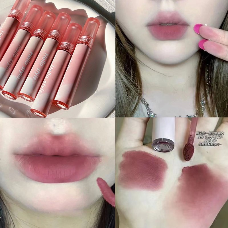 HELLO STYLE Flower Mist Girl Lipstick Matte Velvet Lip Glaze Waterproof Lip Gloss Lipstick 6 ...