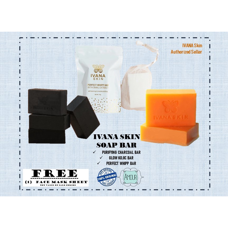 IVANA SKIN - SOAP BAR (Purifying Charcoal, Glow Kojic & Perfect Whipp ...