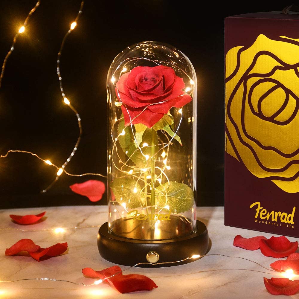 Enchanted Rose with Lights Forever Rose Beauty and the Beast Fairy ...