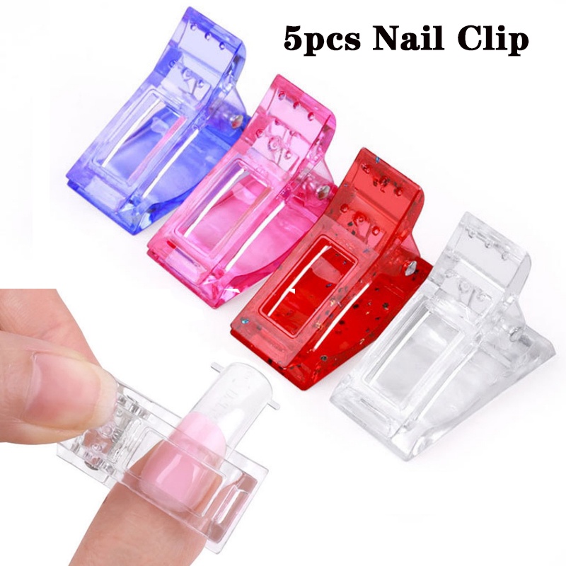 5 Pcs Acrylic Nail Clip Transparent Gel Building Tips Clips Finger Nail ...
