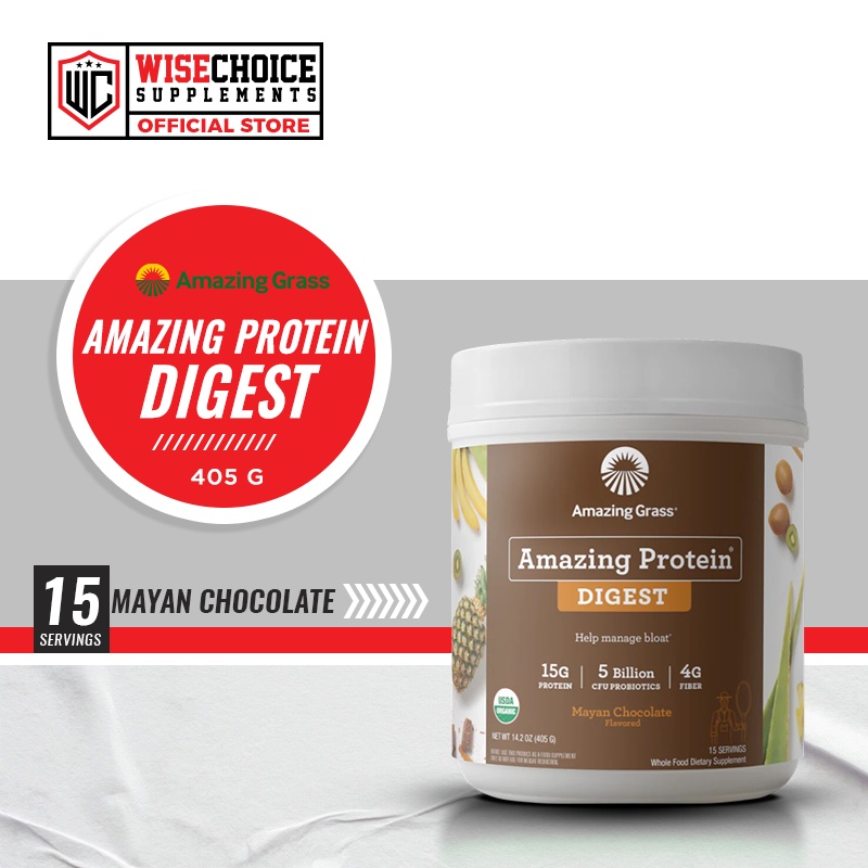 Amazing Grass Amazing Protein Digest 15 Servings Mayan Chocolate Flavor ...
