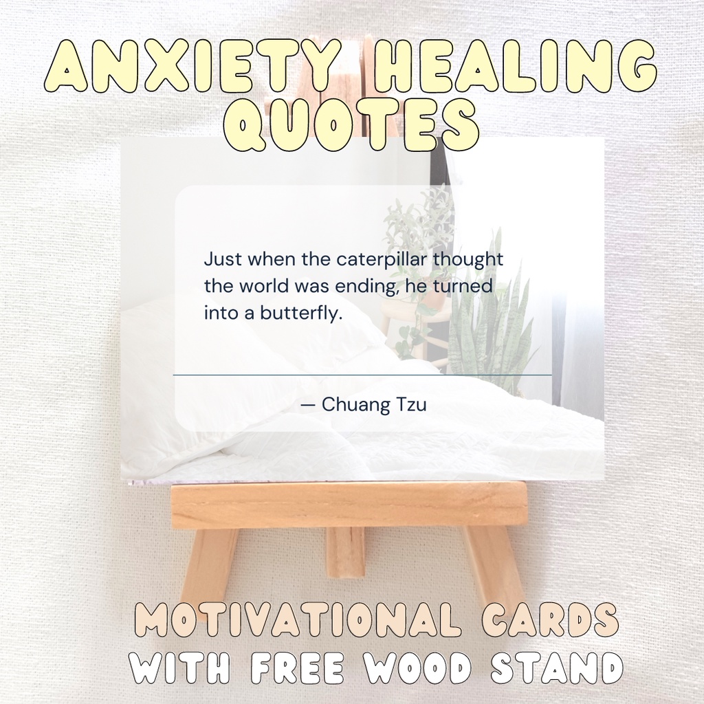 Anxiety Quotes Motivational Cards with Free Wood Display Stand Desk ...