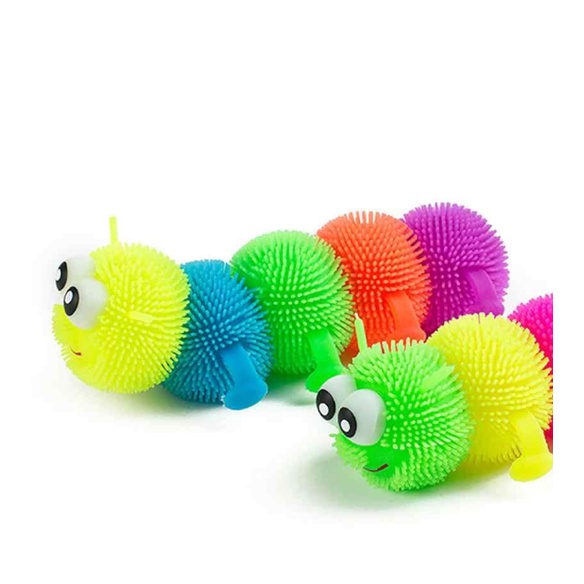 Cute inflatable caterpillar toy, puffer ball, rainbow color, rubber toy ...