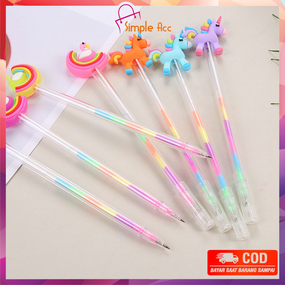 DO-A44 Gel Pen 0.5mm Swan Character Rainbow Ink Cute Rainbow Pen ...