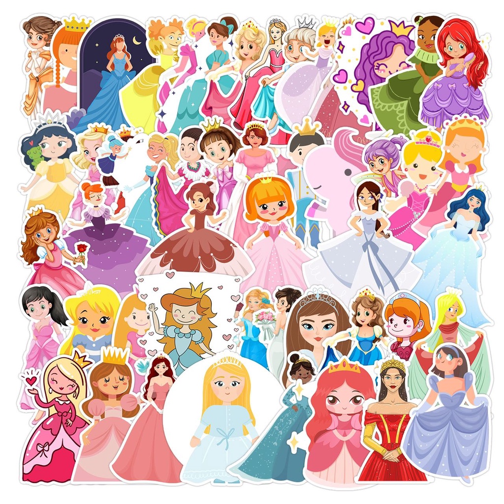 xs637-50pcs Cute Princess graffiti waterproof stickers | Shopee Philippines