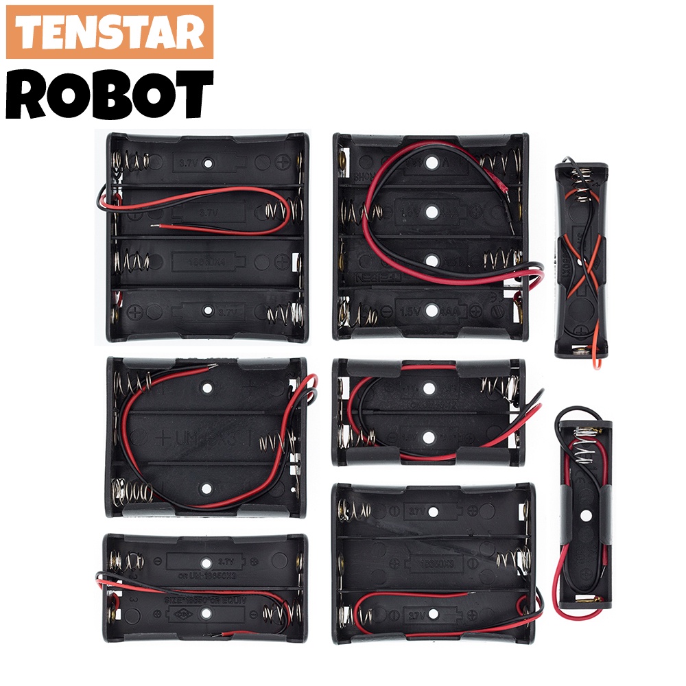 Plastic Standard Size AA/18650 Battery Holder Box Case Black With Wire ...