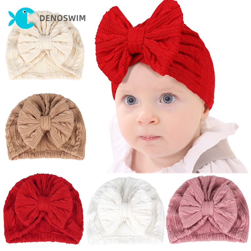 Cute Bows Baby Turban Hat Soft Cotton Kids Baby Girl Boys Hats Beanie ...