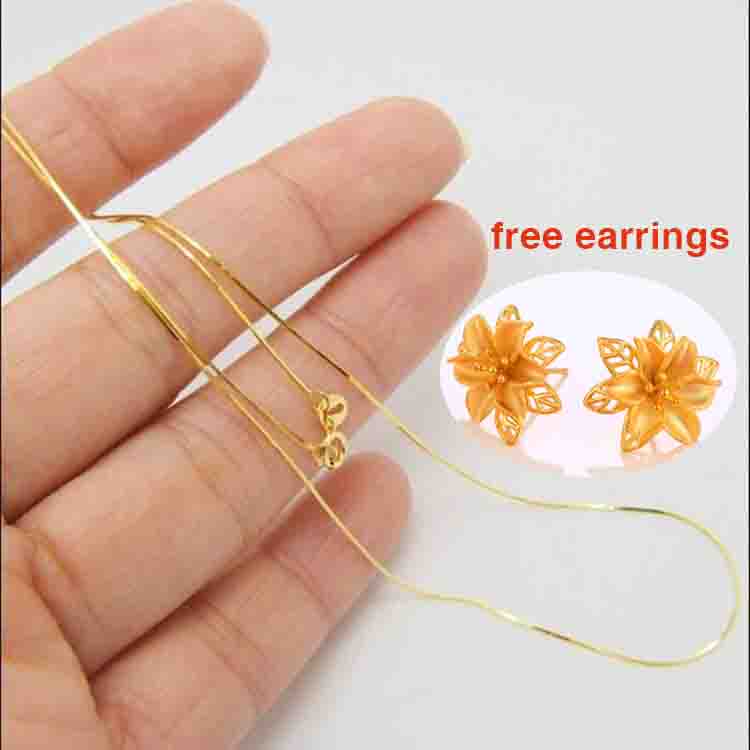 Pure 18k Pawnable Saudi Gold Lock Bone Ripples of Water Line Necklace ...