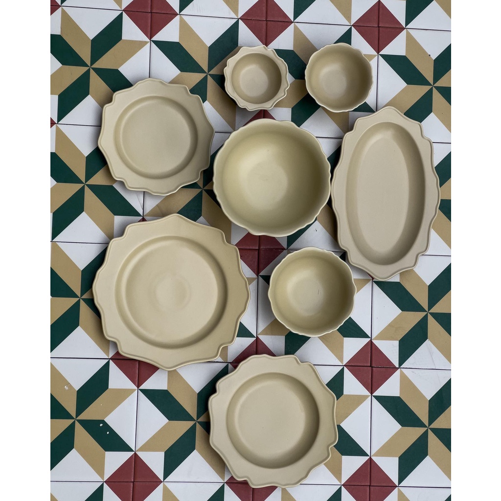 Veronica Beige Ceramic Dinnerware Plate | Shopee Philippines