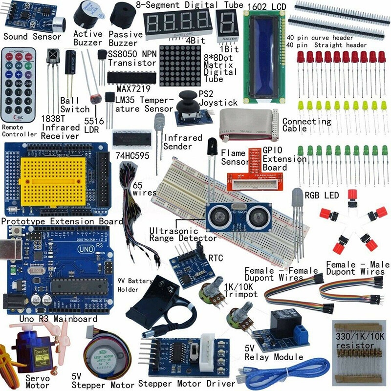 ┅ↂCHUA Electronic Project Starter Kit Beginners UNO R3 Board DIY ...