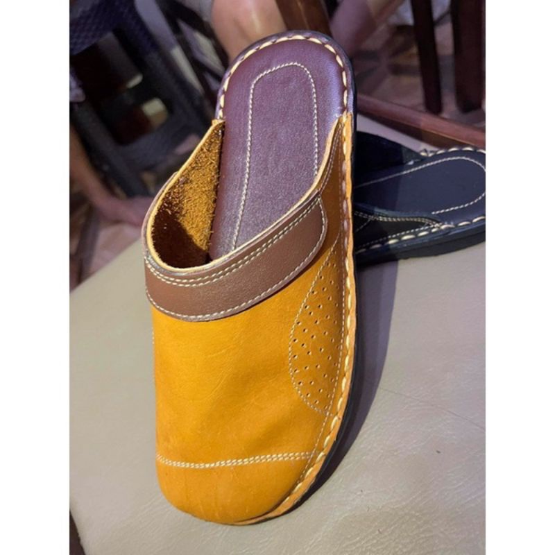 Clogs Men's Slip On Leather Handstitched Marikina Shoes | Shopee ...