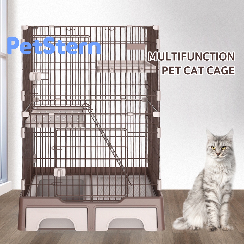 Multi-functional Cat Cage 3 Layer Stainless Steel Large Villa Cat Cage ...
