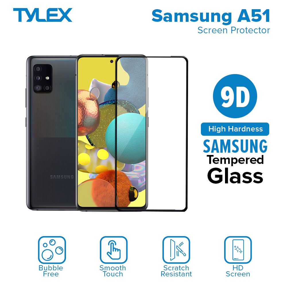 Tylex 9D Full Tempered Glass Screen Protector for SAMSUNG A52 A13/4G/5G A11 A22/4G/5G A12 A51 ...