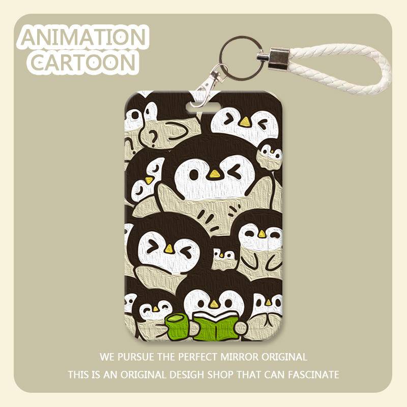 Oil painting penguin student ID Holder canteen meal card badge card ...
