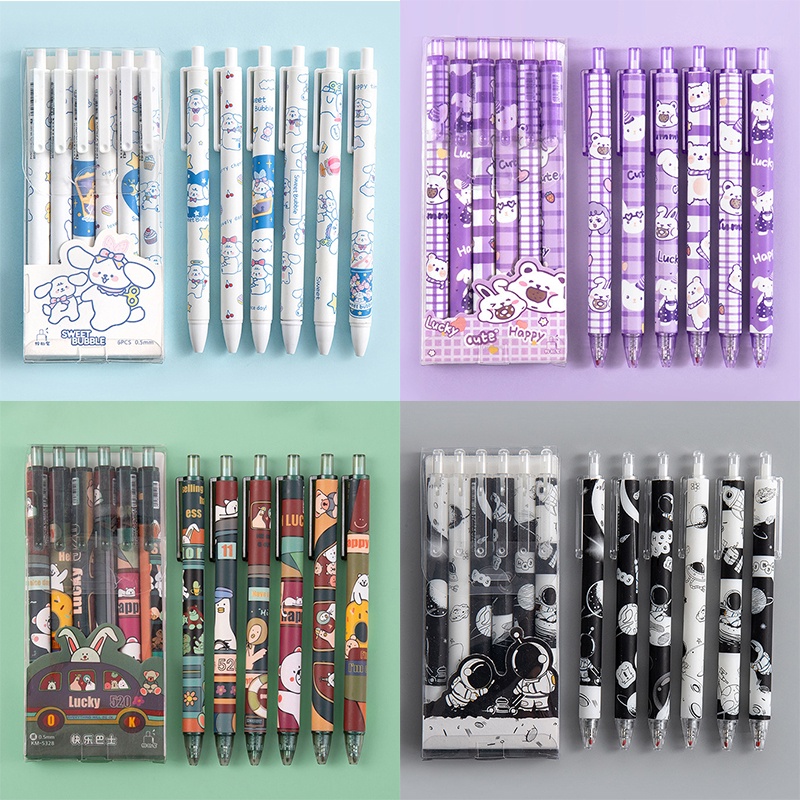 6Pcs/set Ballpen Gel Pen Press Pen Signature Pen Student Creative ...