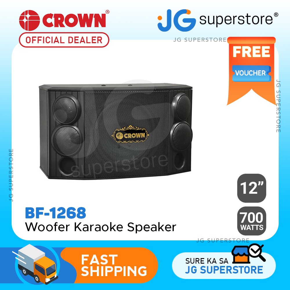 Crown 700W 12" Woofer Karaoke 3-Way Speaker System w/ 40Hz-20KHz, Max 8 ...