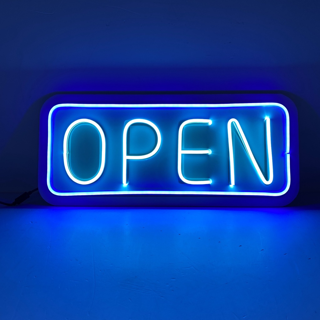 LED Sign Light Open Strip 50 * 25cm Blue Ready To Use Attached White ...