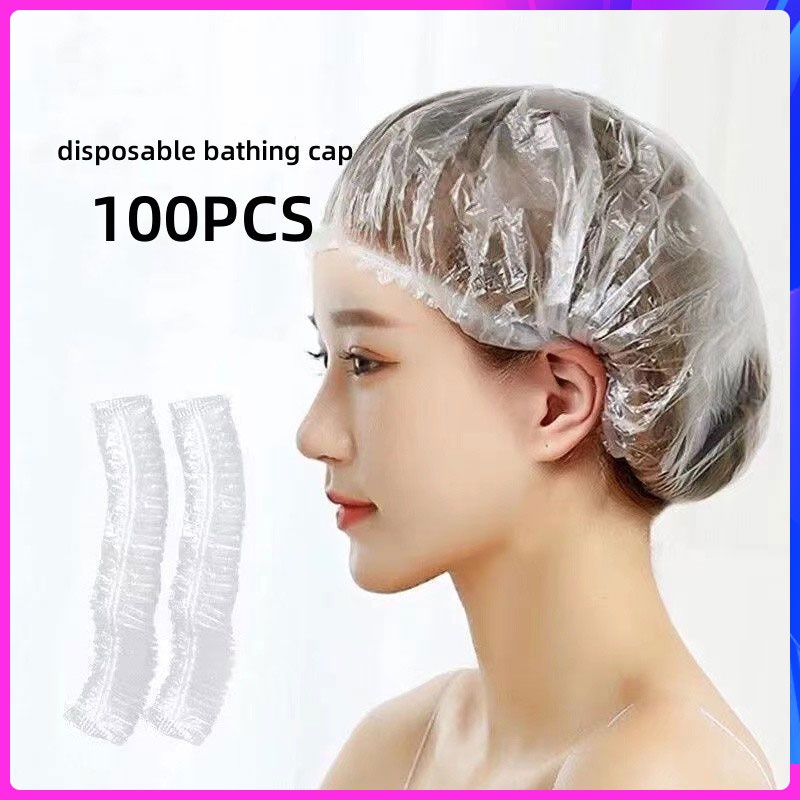 100pcs Clear Disposable Plastic Shower Bath Caps For Hotel Use | Shopee ...