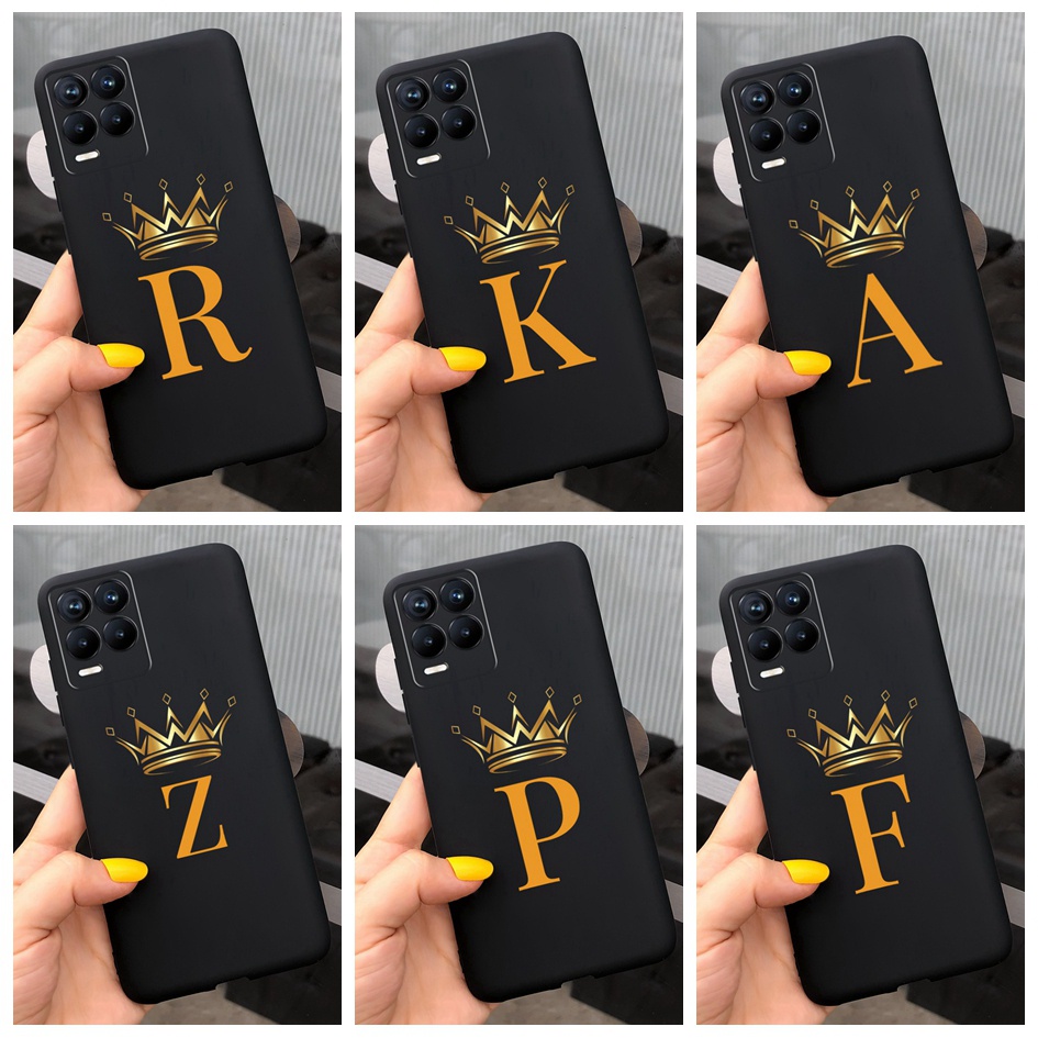 Realme 8 5G RMX3241 Case Fashion A Z Initial Letters Black Silicone ...