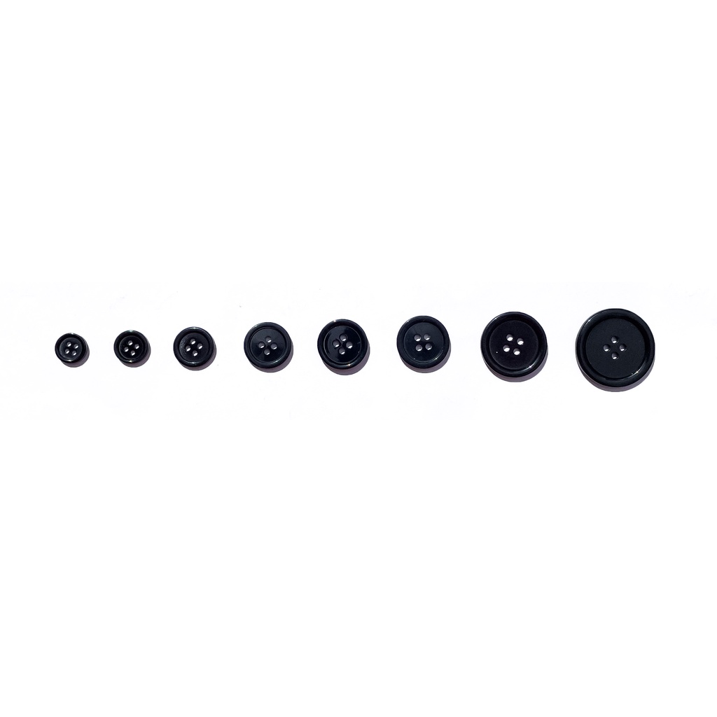 4-Hole Round Black Plastic Buttons 8mm / 11mm / 15mm / 18mm / 19mm ...