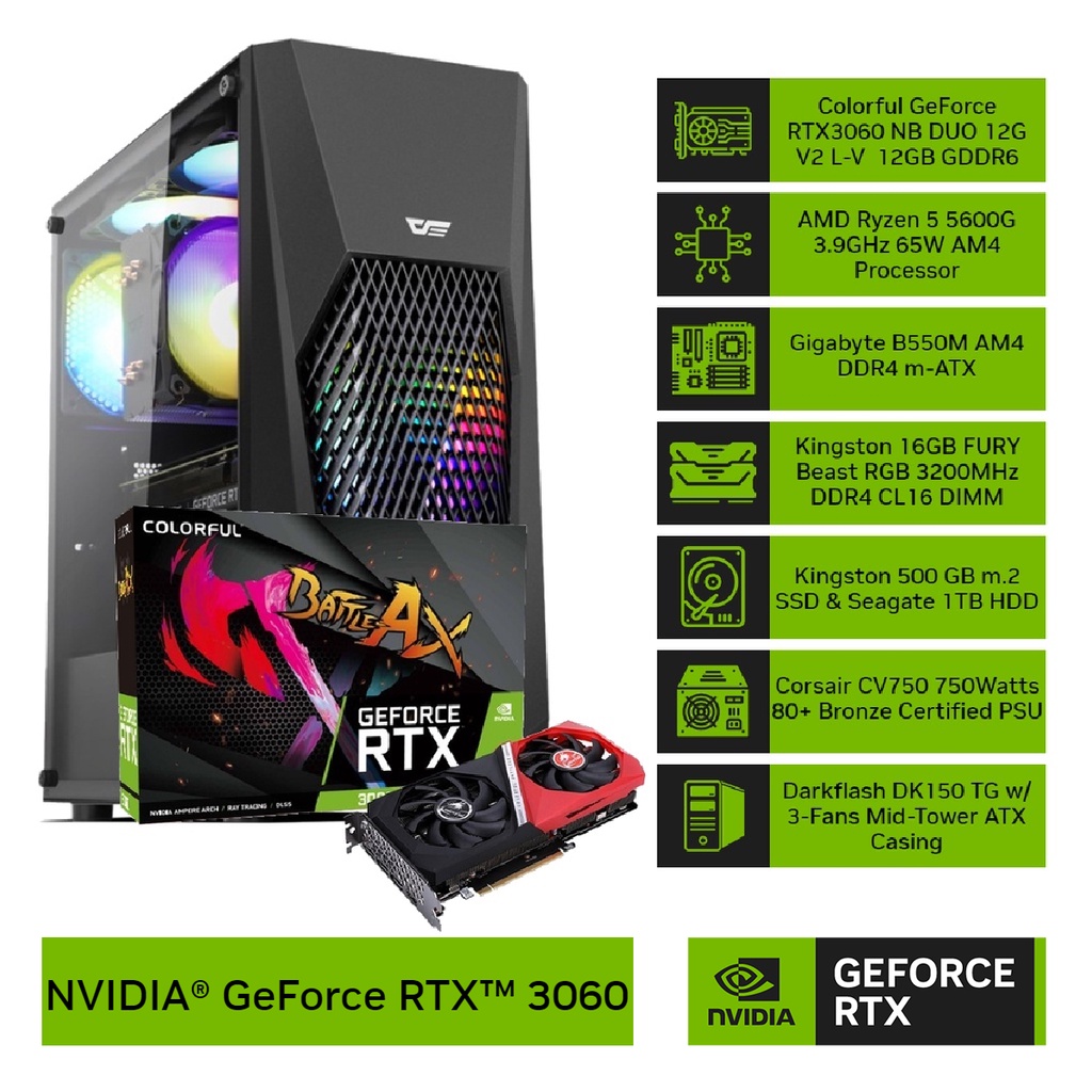 NVIDIA® GeForce® Gaming PC: NVIDIA® GeForce RTX™ 3060 12GB with AMD ...