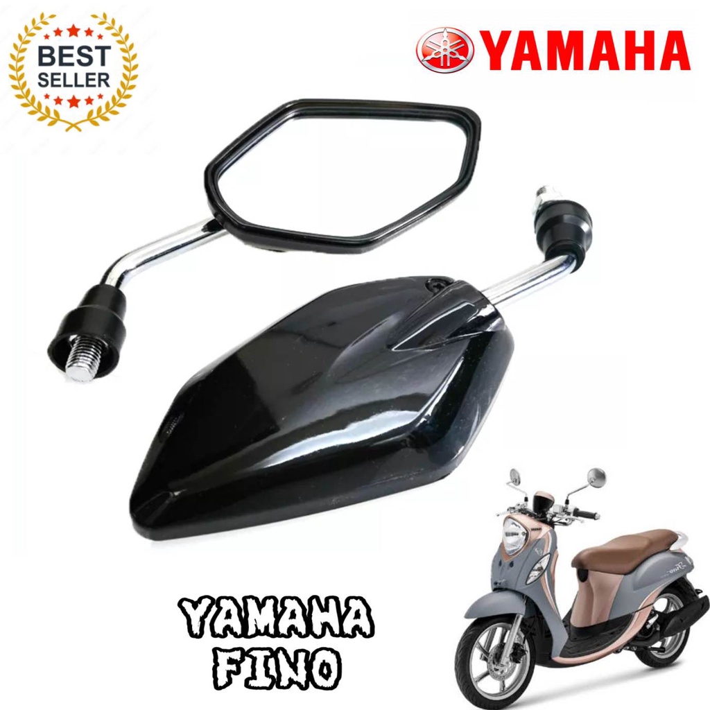 YAMAHA FINO - Motorcycle Side Mirror Glossy black | Short Stem | Chrome ...