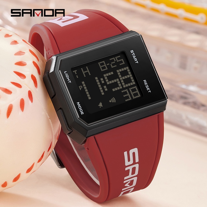SANDA Multi-functional Sports Waterproof Square Men's Watch Luxury ...