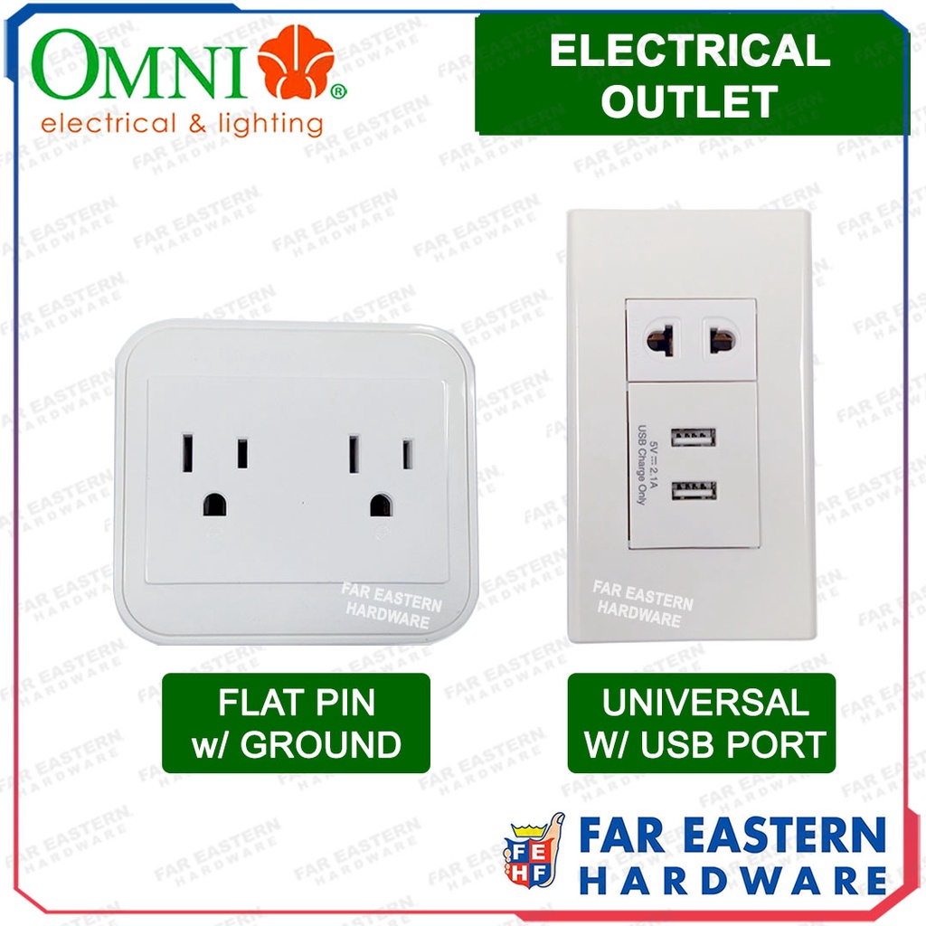 OMNI Electrical Outlet Socket Flat Pin | Universal w/ USB | Shopee ...