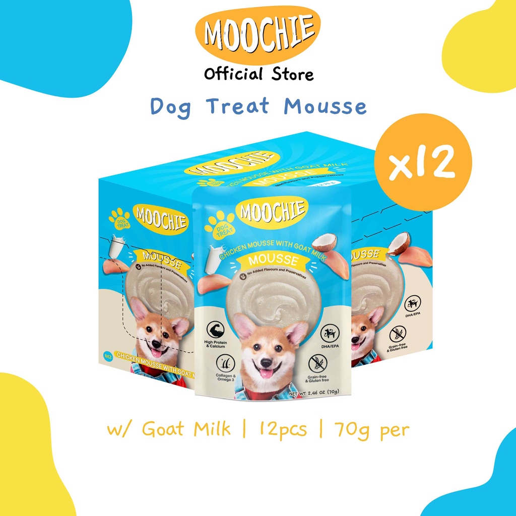 Moochie Value Box Wet Dog Treat Chicken Mousse With Goat Milk 70g Pouch ...